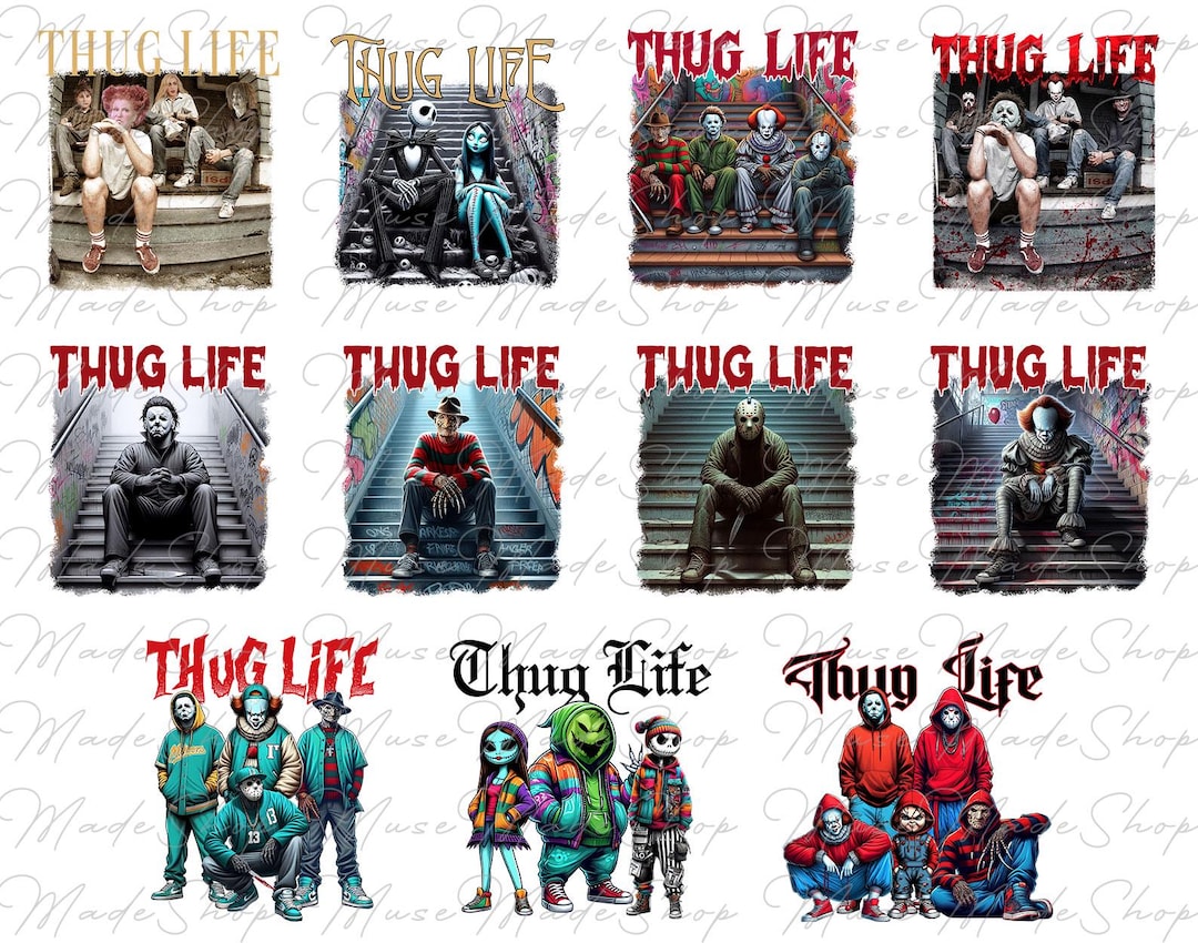 Pack 10 Thug Life Horror Characters Png, Horror Halloween Png, Horror ...