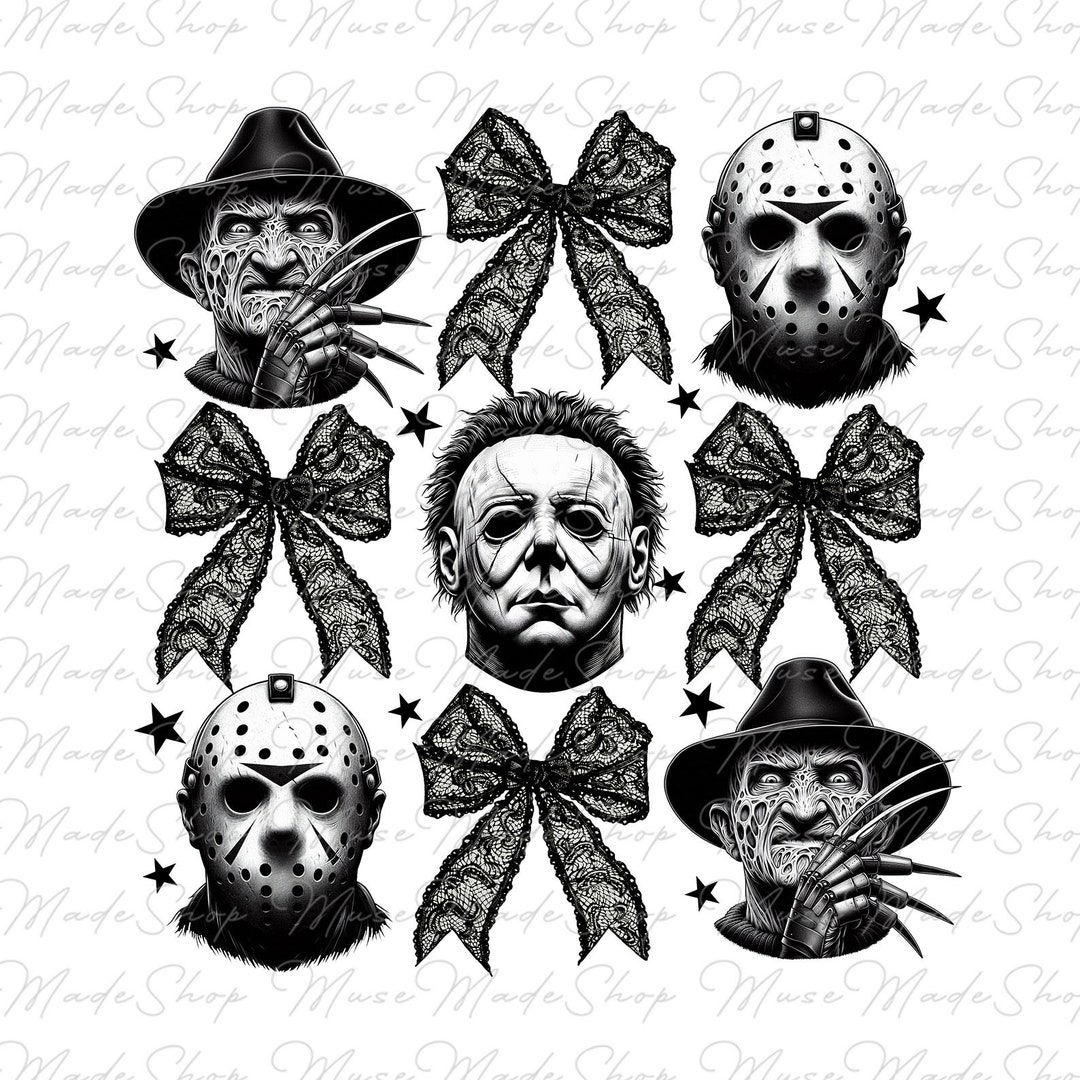 Halloween Coquette Bow Png, Horror Halloween Png, Horror Characters Png ...