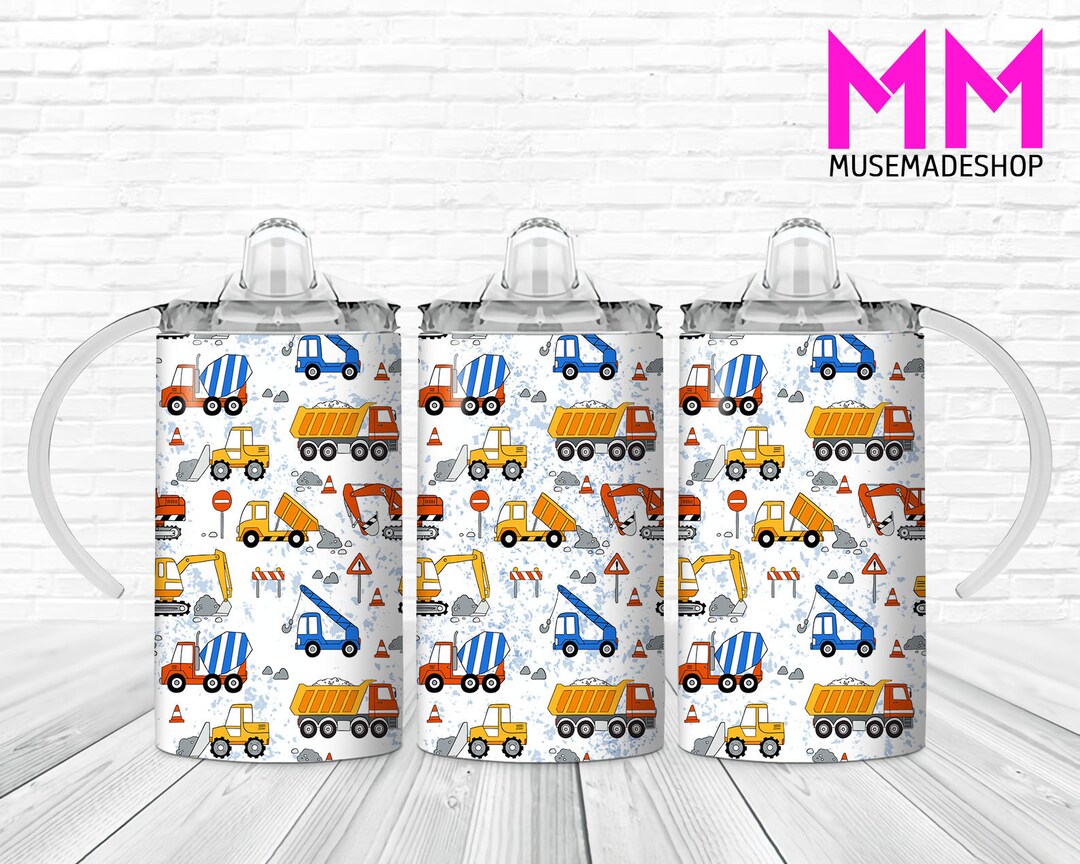 Construction Sippy Cup Png, Cartoon Sippy Cup Wrap, Construction Vehicles 12oz Sippy Cup Wrap ...