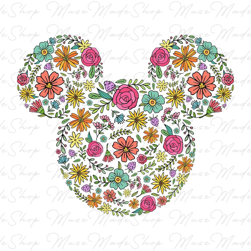 Mickey Floral Svg - Etsy