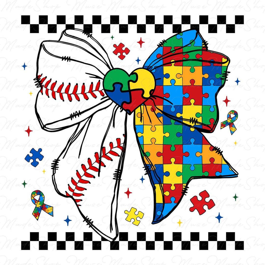 Baseball Autism Coquette Bow Png, Autism Mom Png, Autism Awareness Png ...