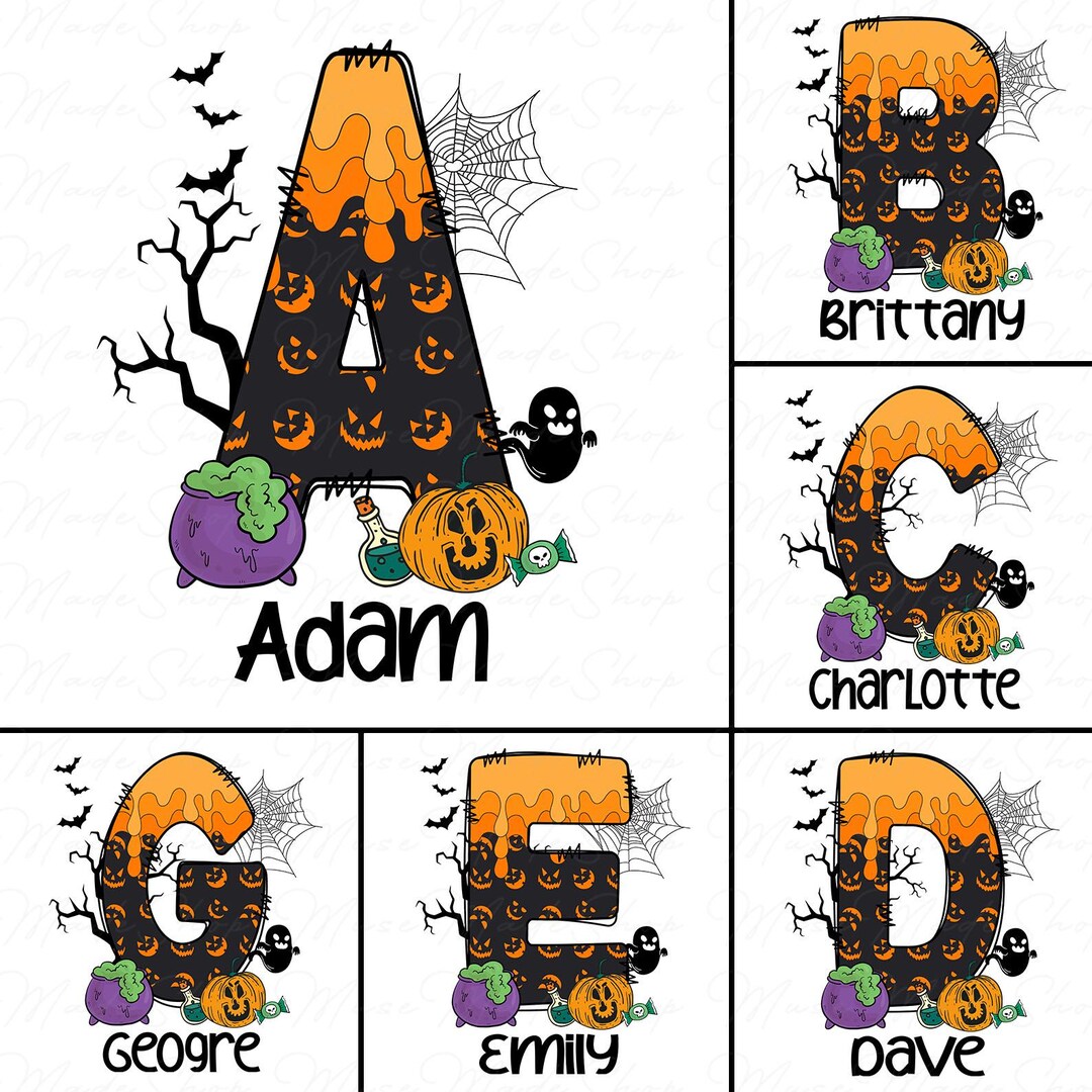 Personalized Halloween Alphabet Png Bundle, Trick or Treat Png, Horror ...