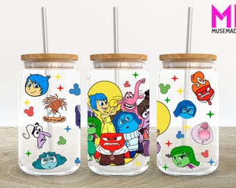 Cartoon Characters 16oz Glass Can Wrap, Cartoon 16 Oz Glass Can Png, 16 ...