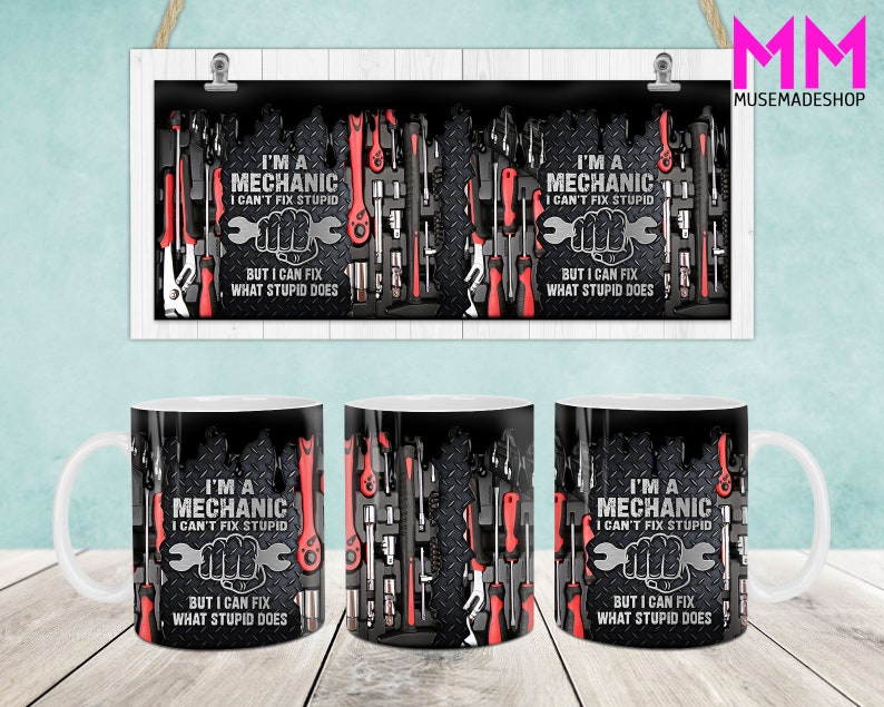 Mechanic Dad Mug Wrap, Toolbox Mechanic 11oz Mug Template, Dad 11oz Mug ...