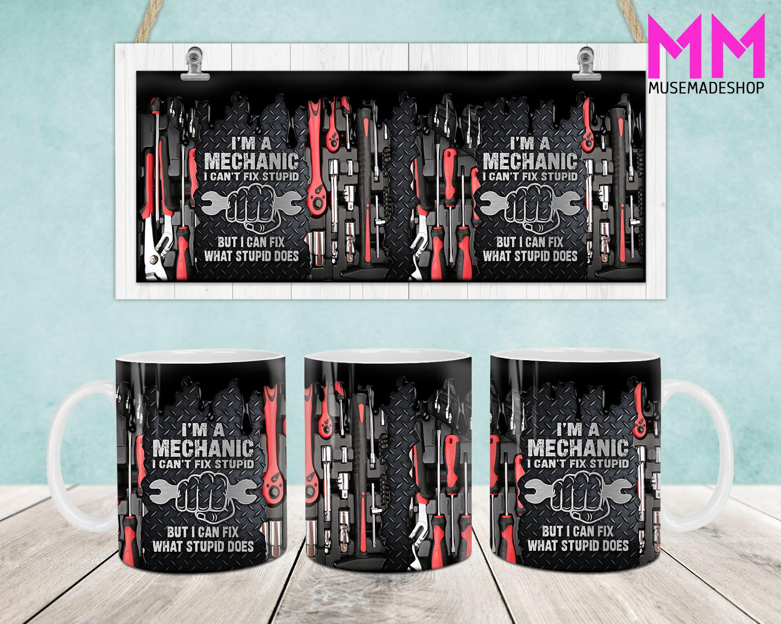 Mechanic Dad Mug Wrap, Toolbox Mechanic 11oz Mug Template, Dad 11oz Mug ...