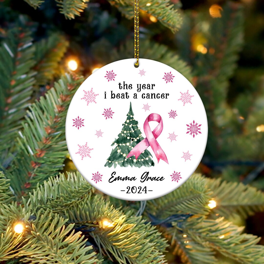 The Year I Beat A Cancer Christmas Ornament Png, Breast Cancer ...