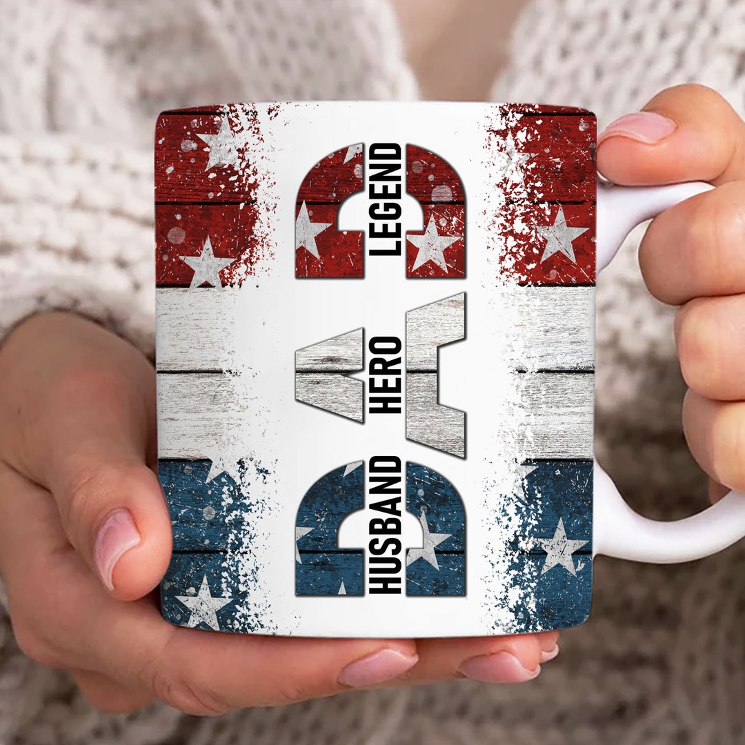 Dad Husband Hero Legend Mug Wrap, Best Dad 3D Puff 11oz Mug Template ...
