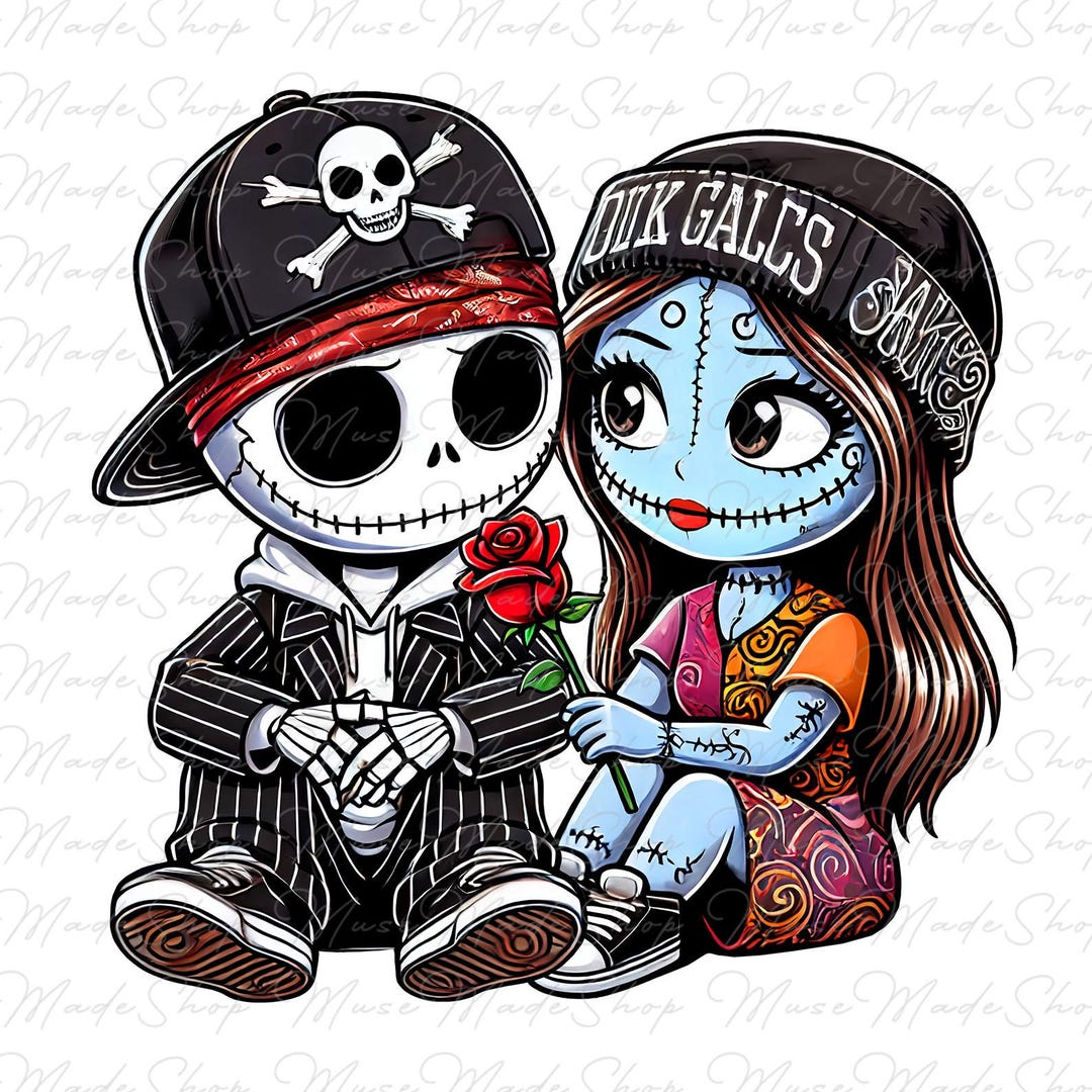 Nightmare Valentine Couple Png, Valentine's Day Chicano Png, Valentine ...