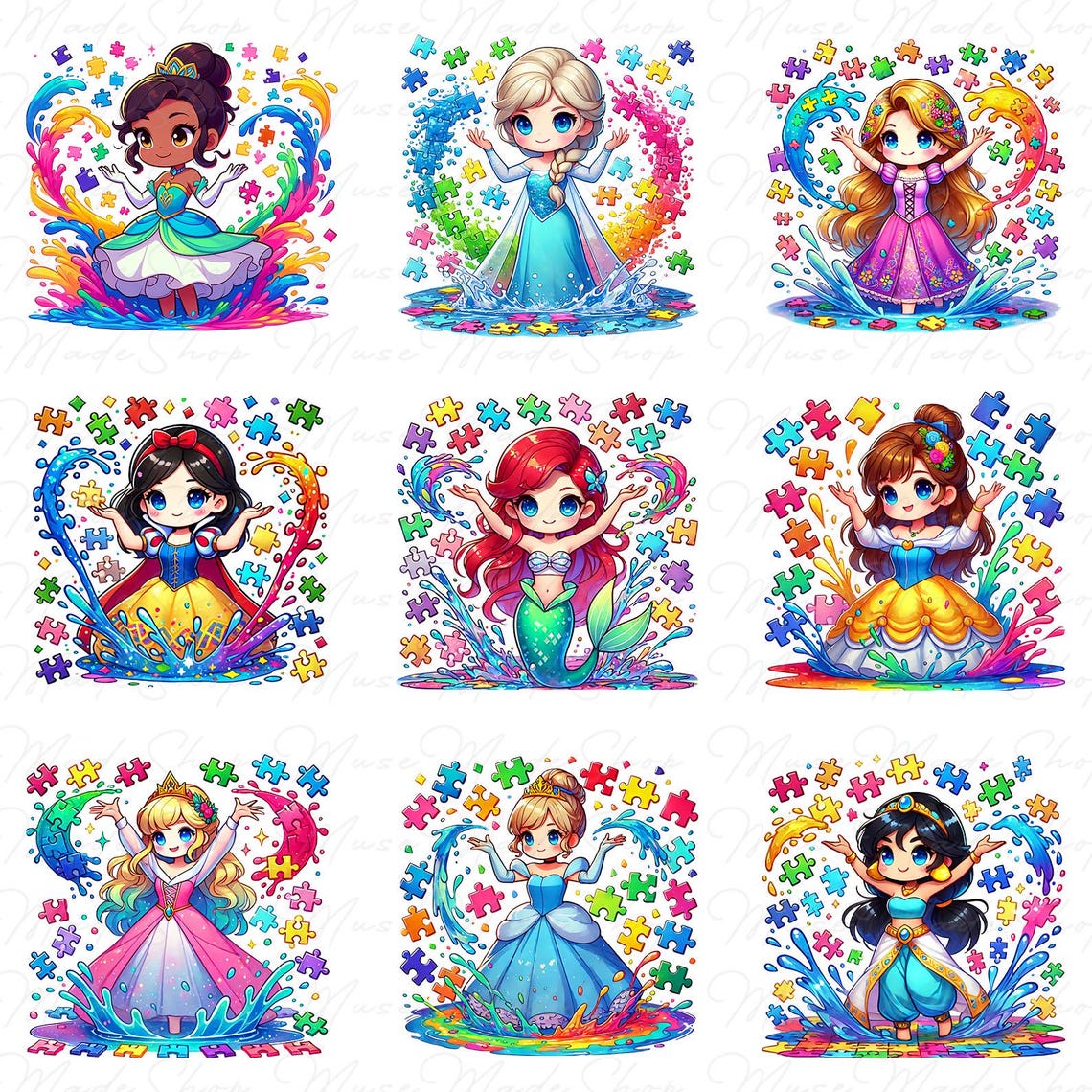 Autism Cartoon Princess Png, Princess Autism Png, Autism Awareness Png ...