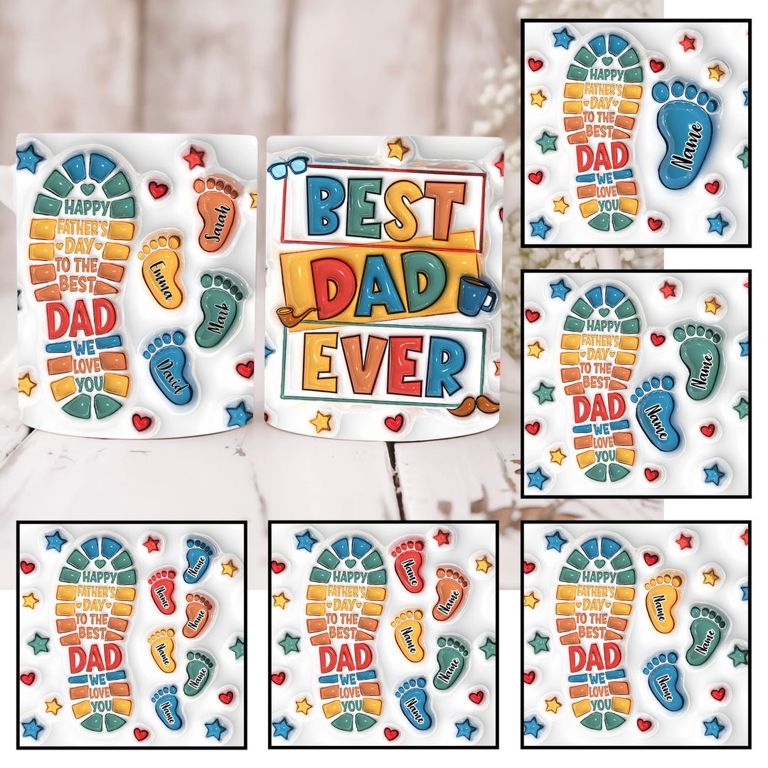 Personalized Dad 3D Inflated Mug Wrap, Custom Dad Footprint up to 6 ...