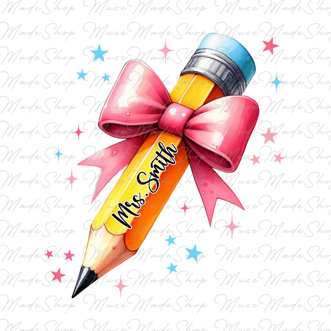 Custom Coquette Bow Pencil Png, First Day of School Png, Pink Bow ...