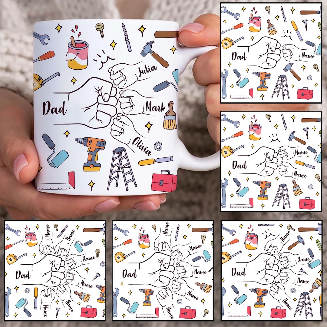 Personalized Dad Fist Bump Mug Wrap, Custom Dad Fist Bump 11oz Mug ...