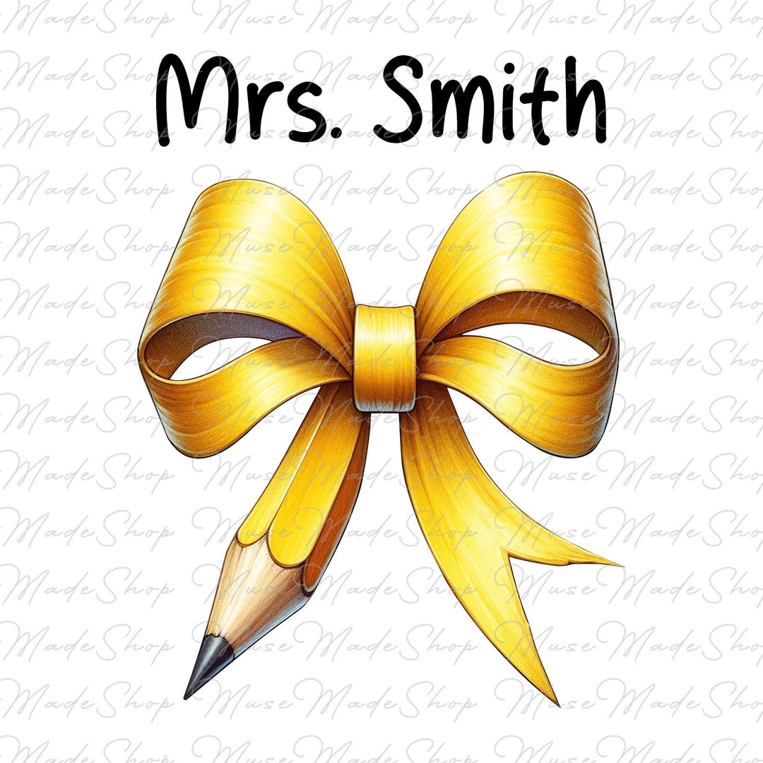 Custom Coquette Bow Pencil Png, First Day of School Png, Pencil Teacher ...
