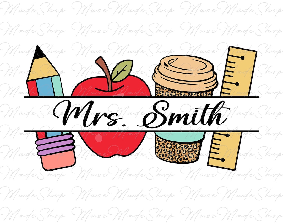 Custom Name Teacher Png, Teach Name Frame Png, Teacher Pencil Apple ...
