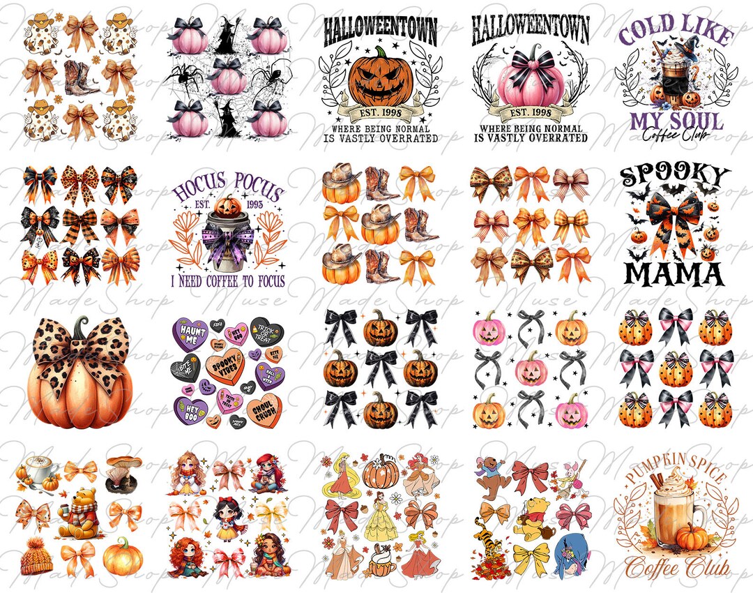 Pack 20+ Halloween Coquette Bow Png, Horror Halloween Png, Pumpkin ...