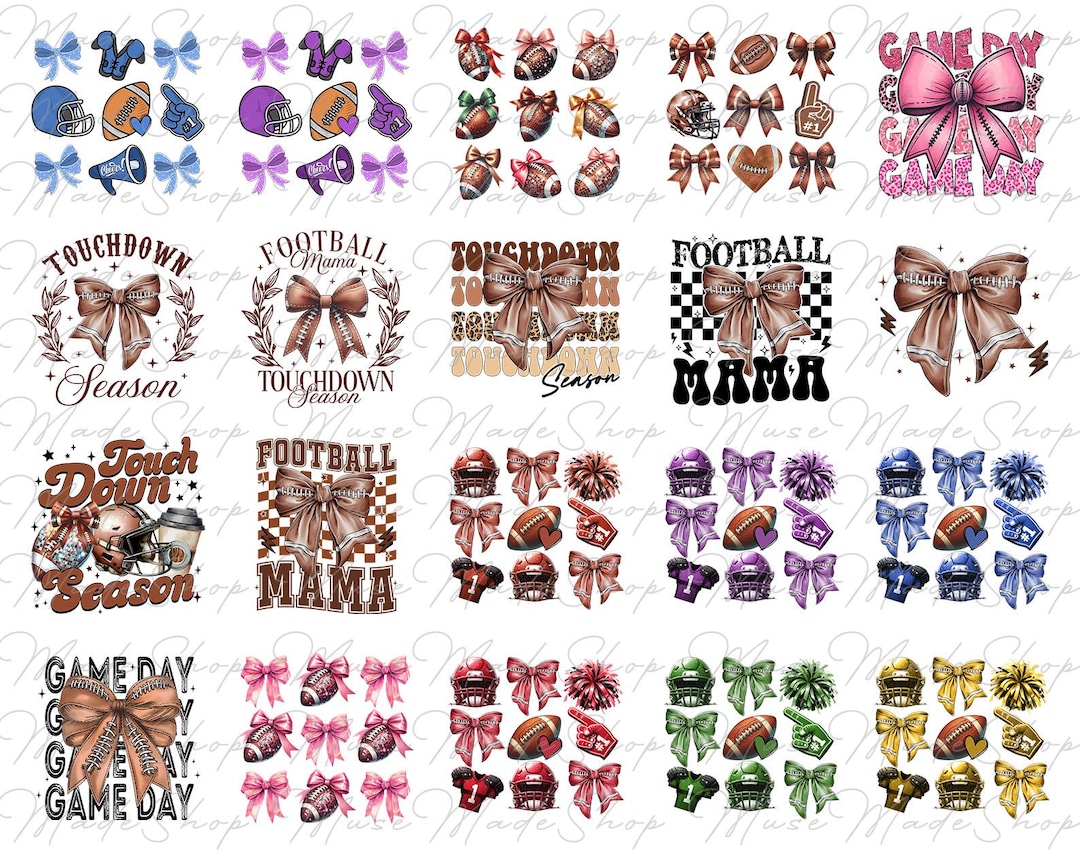 Pack 20+ Sports Coquette Bow, Coquette Football Png, Football Bow Png ...