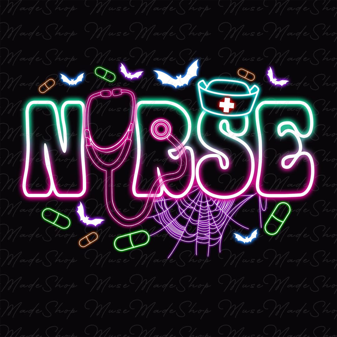 Neon Halloween Nurse Png, Nurse Png, Nurse Halloween Png, Cna Halloween ...