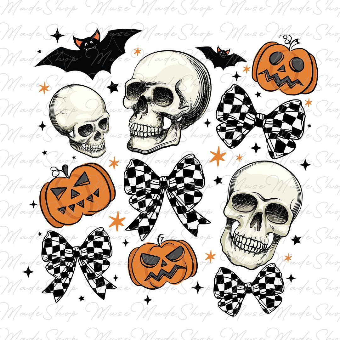 Halloween Skull Bow Png, Coquette Bow Halloween Png, Halloween Png ...