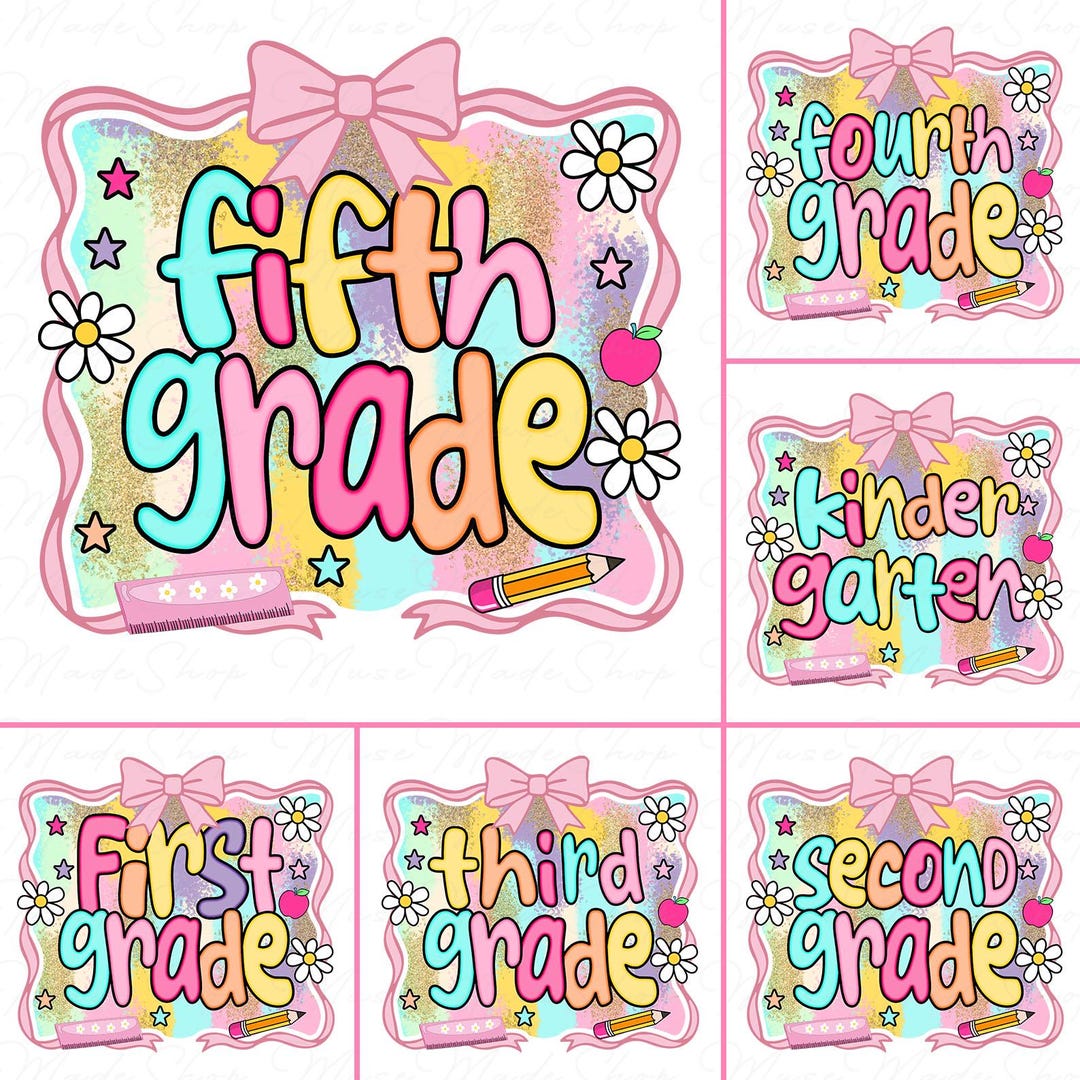 Preppy Back to School Bundle Png, First Day of School Png, Coquette ...