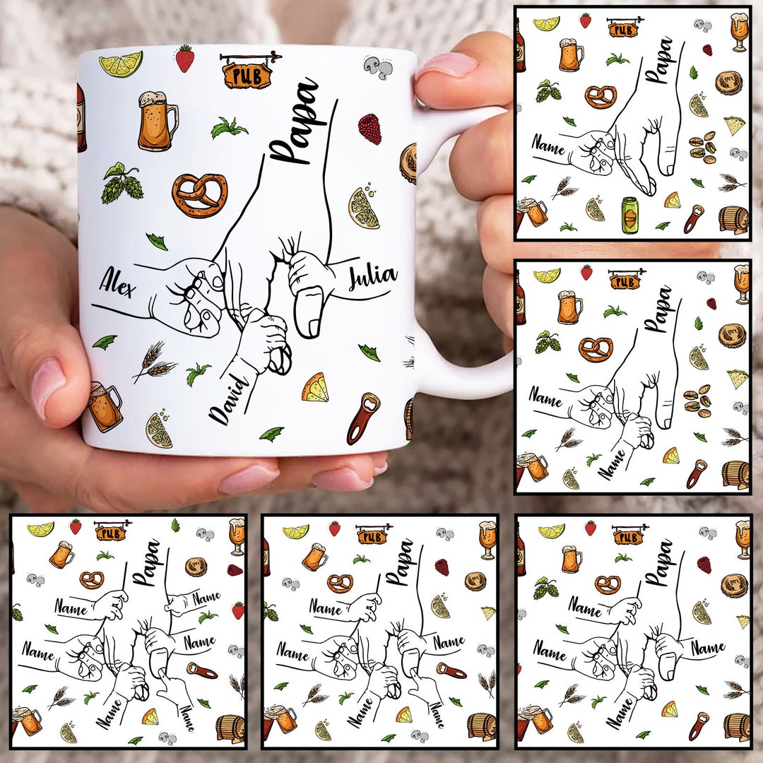 Personalized Dad Fist Bump Mug Wrap, Custom Dad Fist Bump 11oz Mug ...
