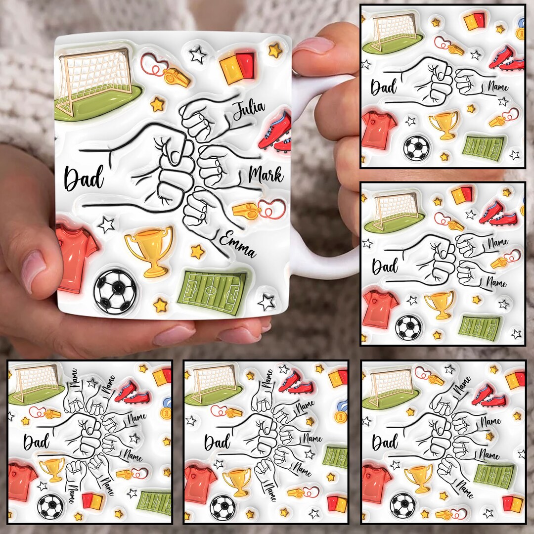 Dad 3D Inflated Mug Wrap, Custom Dad Fist Bump 11oz Mug Template, Dad ...