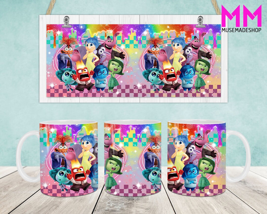Cartoon Characters Mug Wrap, Cartoon Emotions 11oz & 15oz Mug Template ...