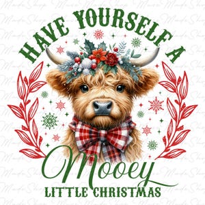 Christmas Highland Cow Png, Christmas Coquette Bow Png, Merry Christmas ...