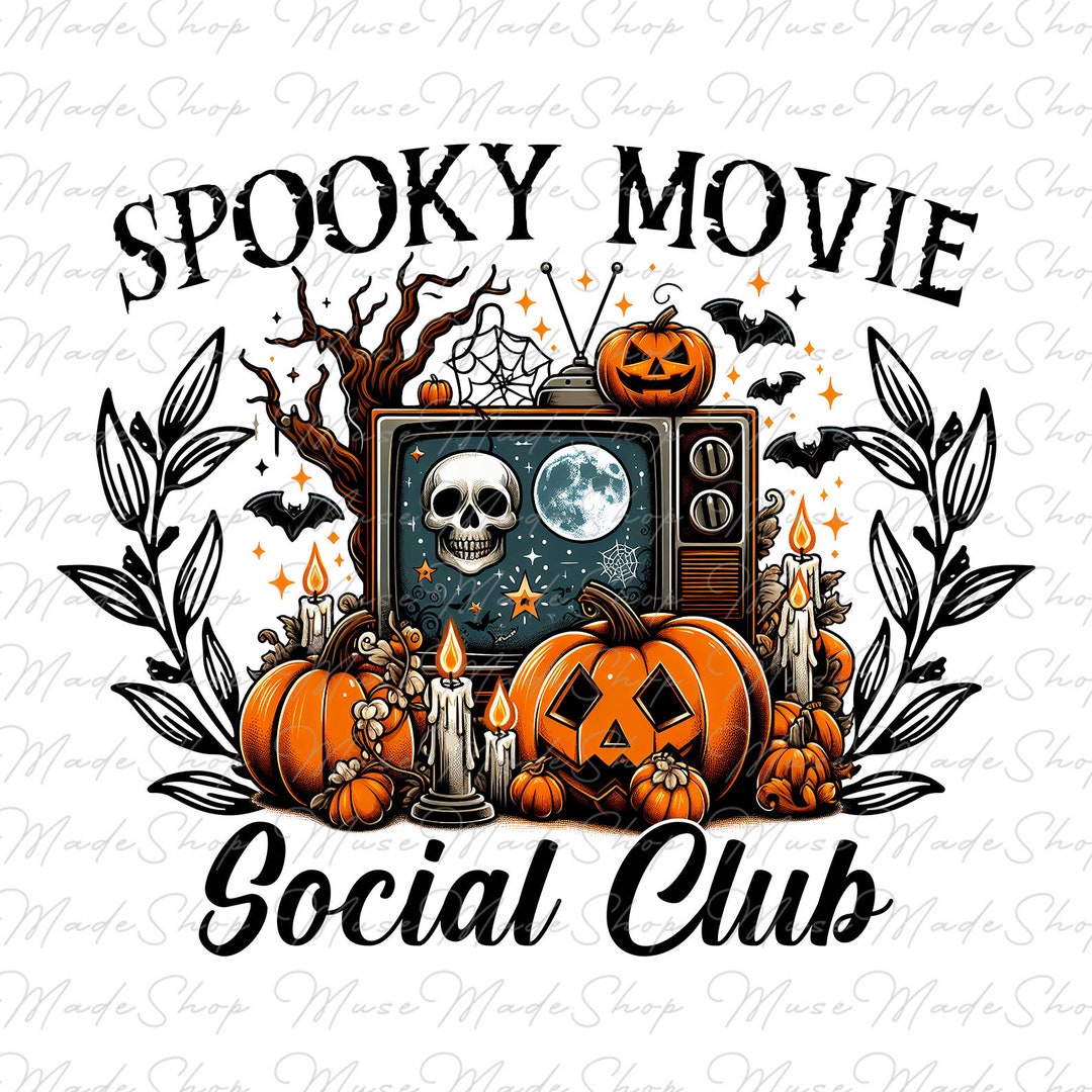 Spooky Movie Social Club Png, Horror Halloween Png, Funny Halloween Png ...