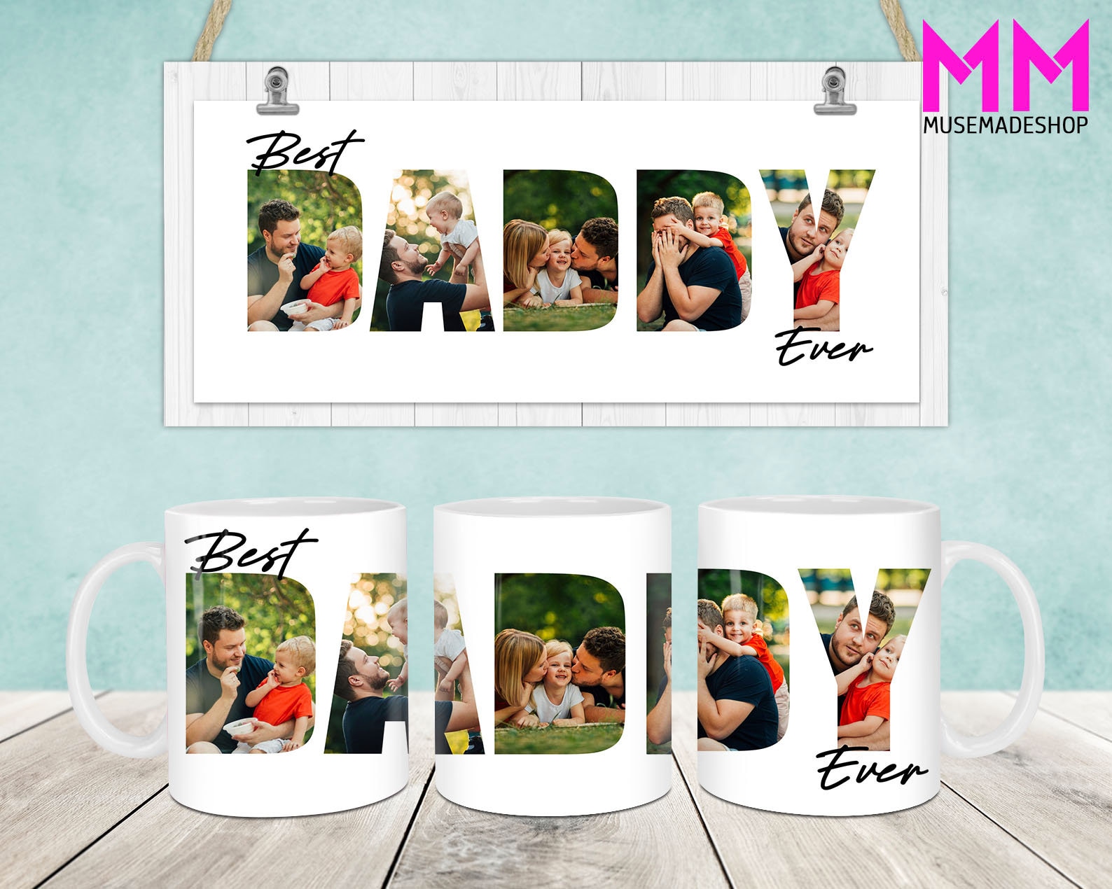 Personalized Photo Dad 11oz Mug Wrap, Best Dad Photo 11oz Mug Template ...