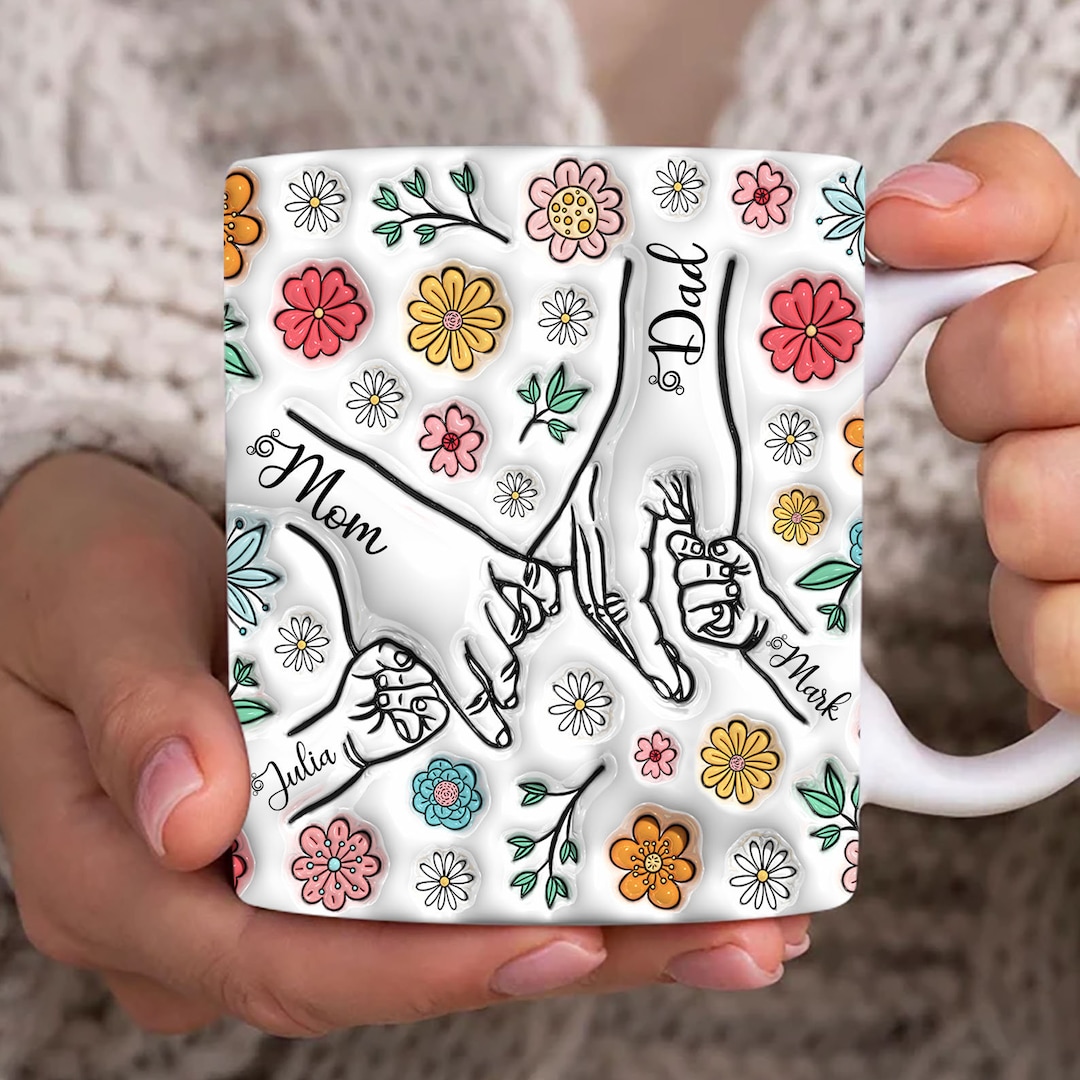Custom Family Holding Hands 3D Inflated Mug Wrap, Mama 11oz Mug ...