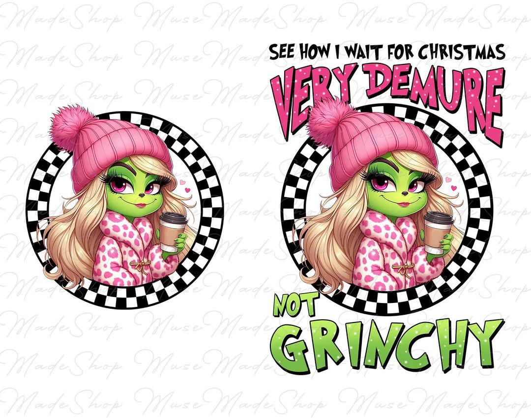 Very Demure Pink Character Png, Christmas Movie Png, Christmas Mean Guy ...