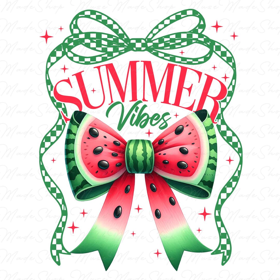 Summer Vibes Watermelon Coquette Png, Watermelon Bow, Retro Summer Png ...