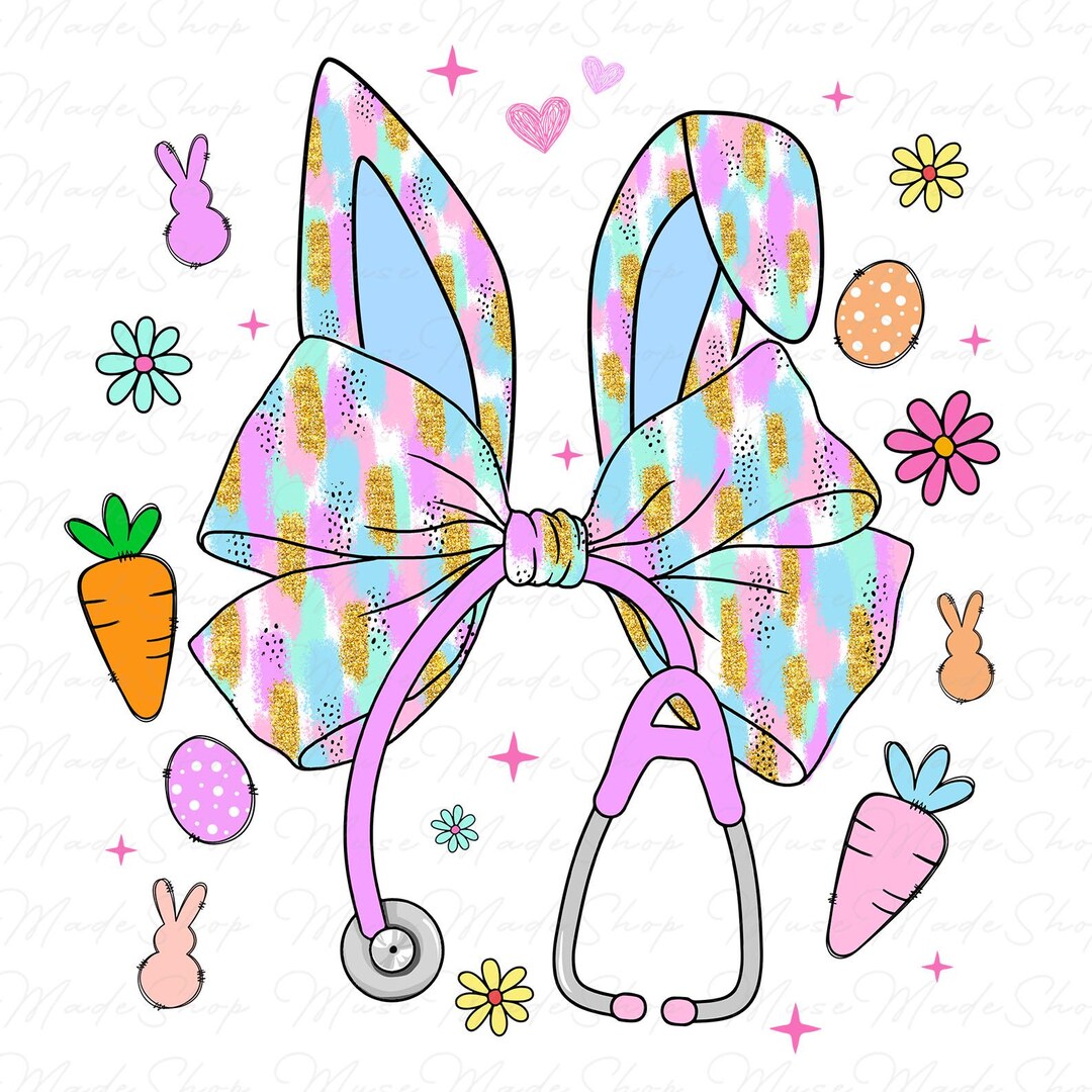 Easter Bunny Nurse Coquette Bow Png, Easter Png, Nurse Easter Png ...