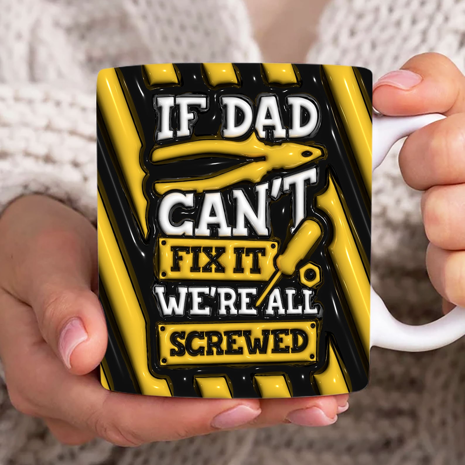 If Dad Can't Fix It 3D Inflated Mug Wrap, Best Dad 3D Puff 11oz Mug ...