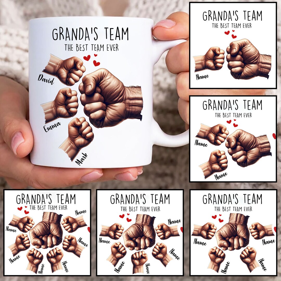 Custom Granda's Team Mug Wrap, Custom Dad Fist Bump 11oz Mug Template ...