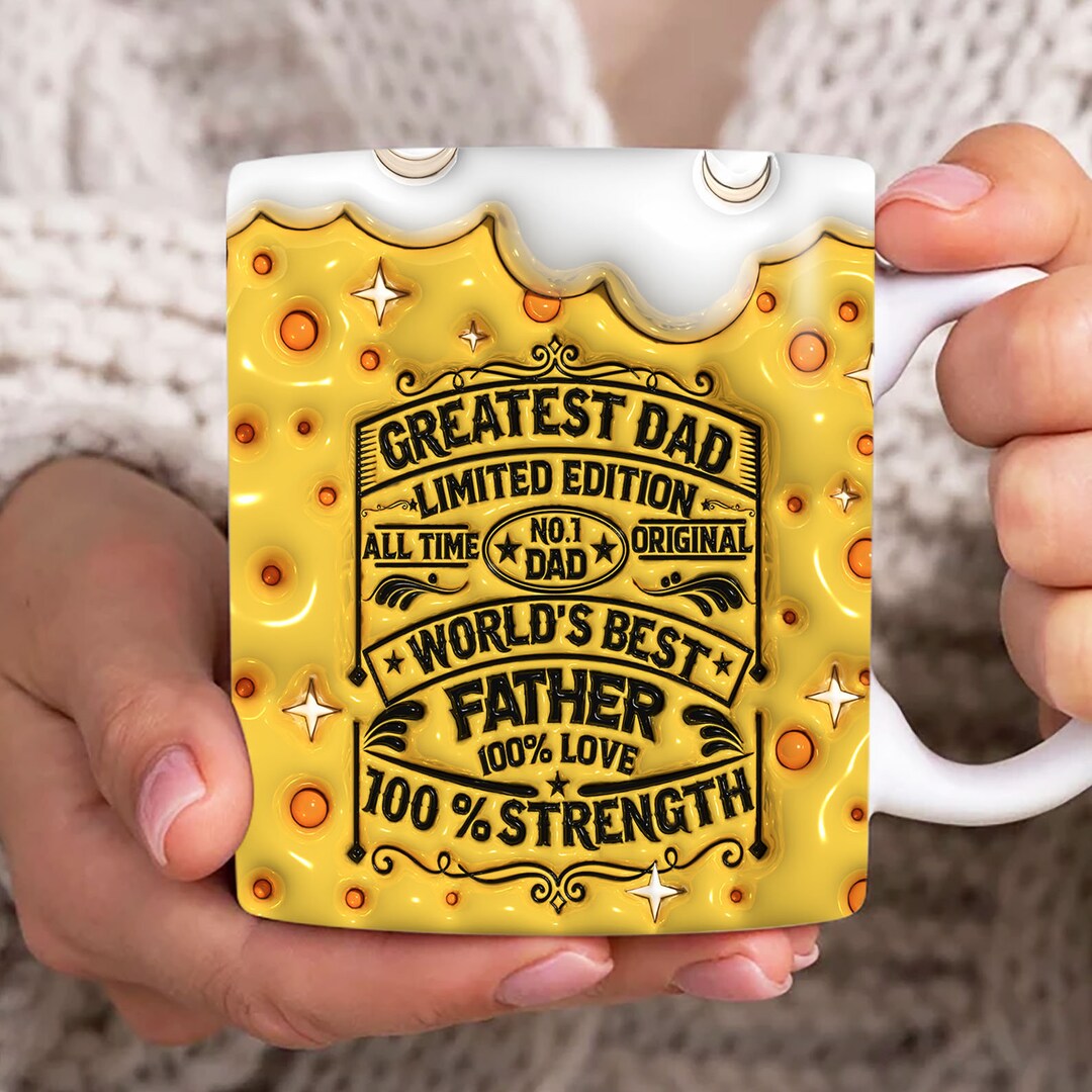 Greatest Dad 3D Inflated Mug Wrap, World's Best Dad 3D Puff 11oz Mug ...