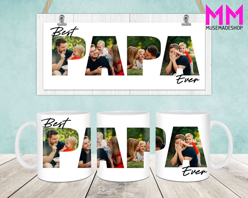 Personalized Photo Dad 11oz Mug Wrap, Best Dad Photo 11oz Mug Template ...