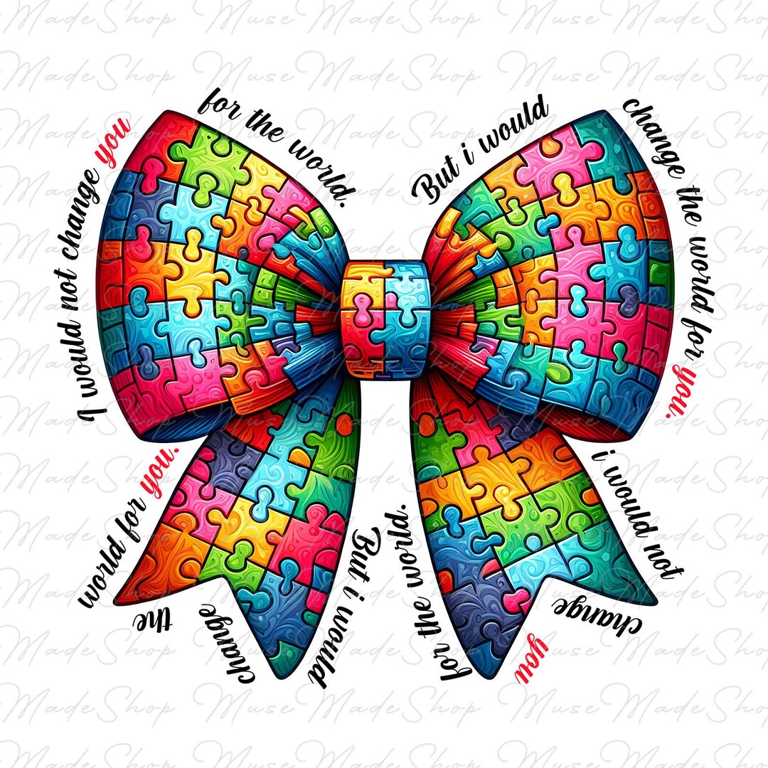 Autism Bow Png, Autism Coquette Bow Png, Autism Awareness Png, Autism ...