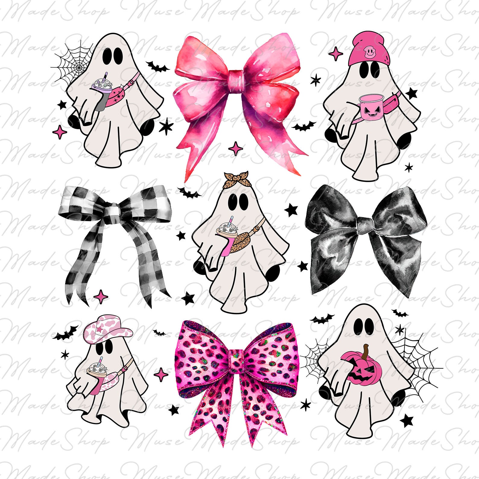 Halloween Cute Ghost Png, Pink Bow Ghost Png, Ghost Coquette Bow Png ...