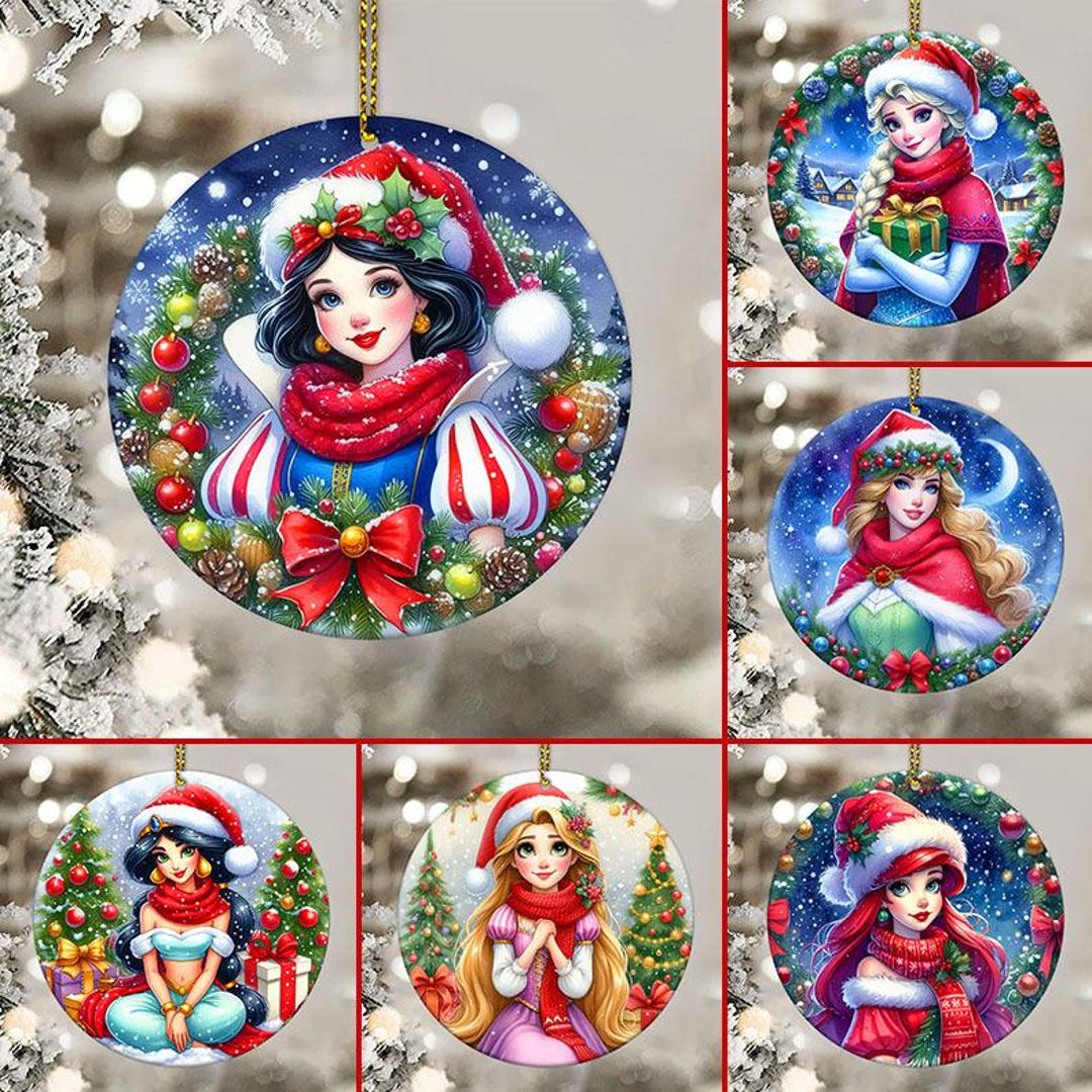 Pack 6 Princess Christmas Ornament Png, Christmas Friends Ornament Png ...