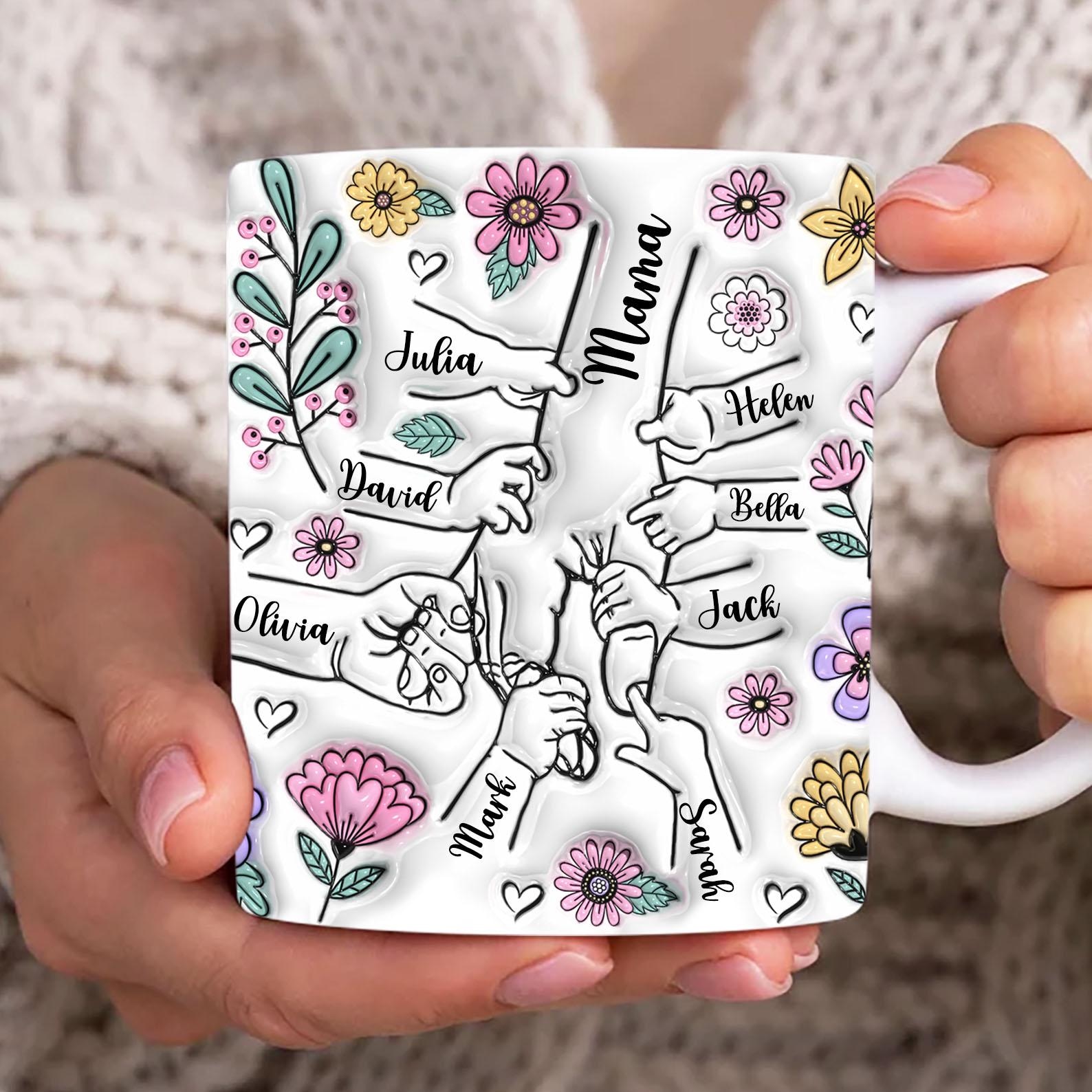 Custom 8 Kids Holding Mom‘s Hand 3D Inflated Mug Wrap, Mama 11oz Mug ...