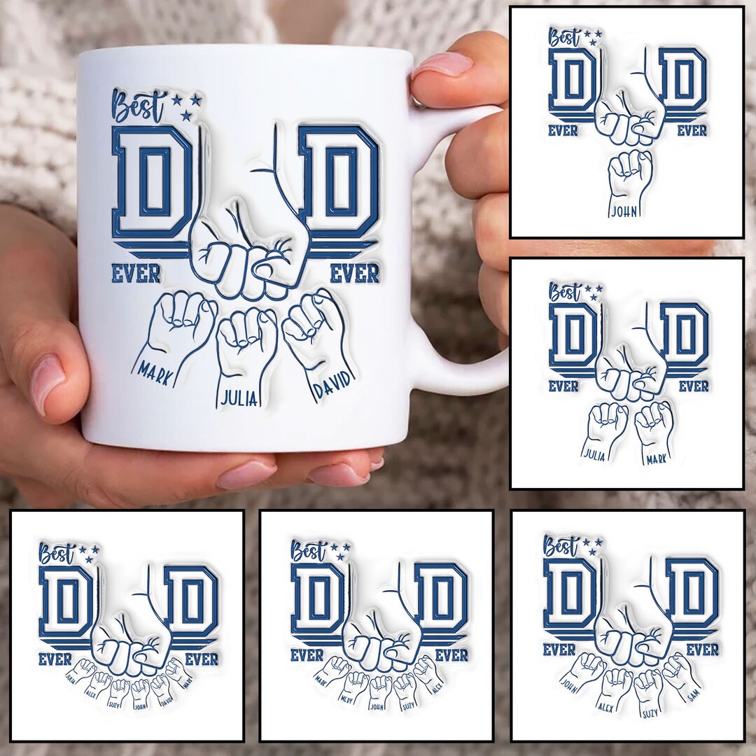 Dad 3D Inflated Mug Wrap, Custom Dad Fist Bump 11oz Mug Template, Dad ...