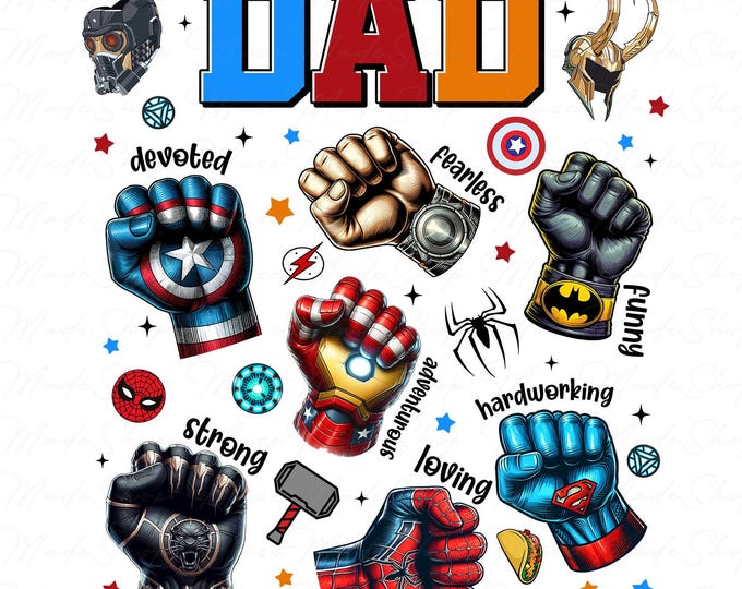 Custom Superhero Dad With Kids Names, Super Dad Png, Superhero Dad Png ...