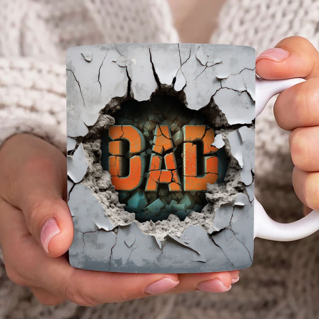 3d Dad Hole In The Wall 11oz Mug Wrap 3d Best Dad 11oz Mug Template