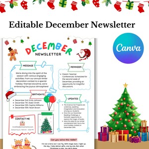 December Newsletter Template, Editable Newsletter, Monthly Newsletter ...