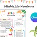 July Newsletter Template, Editable Newsletter, Monthly Newsletter ...