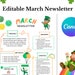 March Newsletter Template, Editable Newsletter, Monthly Newsletter ...