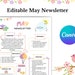 May Newsletter Template, Editable Newsletter, Monthly Newsletter ...