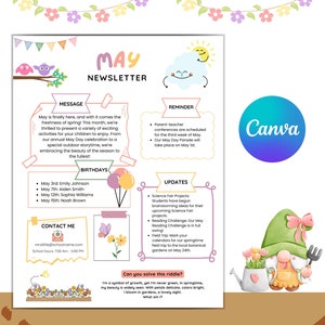 May Newsletter Template, Editable Newsletter, Monthly Newsletter ...