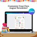 August Newsletter Template, Editable Newsletter, Monthly Newsletter ...
